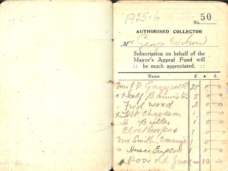 1925 - 1926 Mayors Appeal Fund for Grimsby Town - GTFC Heritage