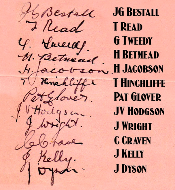 1933-34 Celebration Dinner Autographs - GTFC Heritage