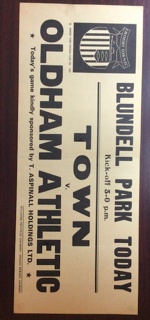 Town v Oldham Athletic Bus Sign - 1981 - GTFC Heritage