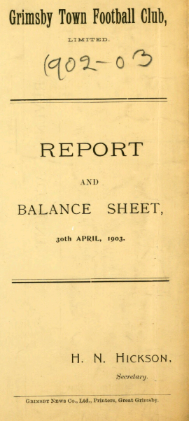 GTFC 1902/03 Directors Report and Accounts - GTFC Heritage