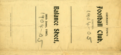 GTFC 1904/05 Balance Sheet - GTFC Heritage