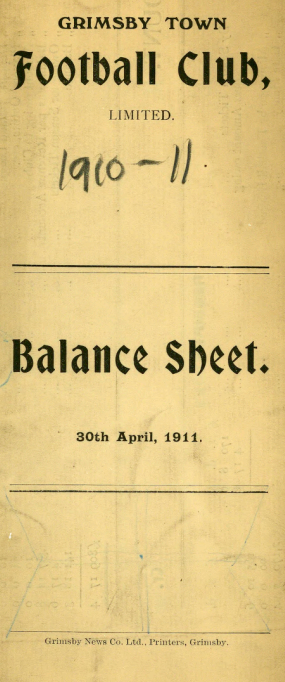 GTFC 1910/11 Balance Sheet - GTFC Heritage