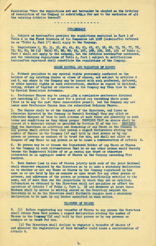 GTFC Share Information - Date Unknown - GTFC Heritage