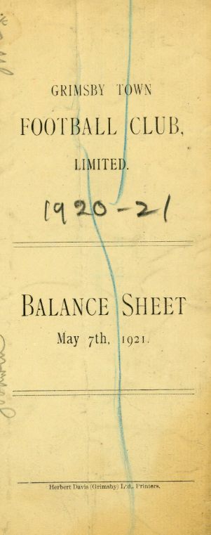 GTFC 1919/20 Balance Sheet - GTFC Heritage