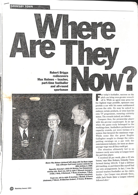 Max Holmes article: Where are they now? - GTFC Heritage